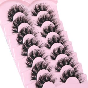 Half False Eyelashes Natural Look Lashes Cat Eye Lashes Wispy Eyelashes with Clear Band 3D Curly Fake Lashes Pack by Focipeysa