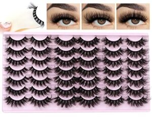 mink lashes fluffy false eyelashes dramatic mink lashes with false eyelash applicator 3d curly fake eyelashes 18-22mm 3 different style 21 pairs eye lashes pack by fanxiton