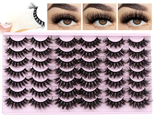 Mink Lashes Fluffy False Eyelashes Dramatic Mink Lashes with False Eyelash Applicator 3D Curly Fake Eyelashes 18-22mm 3 Different Style 21 Pairs Eye Lashes Pack by FANXITON