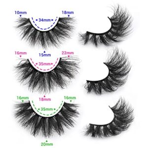 Mink Lashes Fluffy False Eyelashes Dramatic Mink Lashes with False Eyelash Applicator 3D Curly Fake Eyelashes 18-22mm 3 Different Style 21 Pairs Eye Lashes Pack by FANXITON