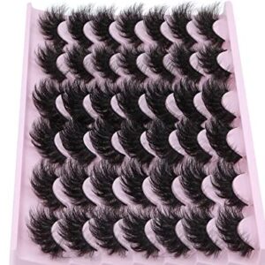 Mink Lashes Fluffy False Eyelashes Dramatic Mink Lashes with False Eyelash Applicator 3D Curly Fake Eyelashes 18-22mm 3 Different Style 21 Pairs Eye Lashes Pack by FANXITON