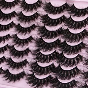 Mink Lashes Fluffy False Eyelashes Dramatic Mink Lashes with False Eyelash Applicator 3D Curly Fake Eyelashes 18-22mm 3 Different Style 21 Pairs Eye Lashes Pack by FANXITON