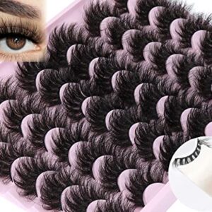 Mink Lashes Fluffy False Eyelashes Dramatic Mink Lashes with False Eyelash Applicator 3D Curly Fake Eyelashes 18-22mm 3 Different Style 21 Pairs Eye Lashes Pack by FANXITON