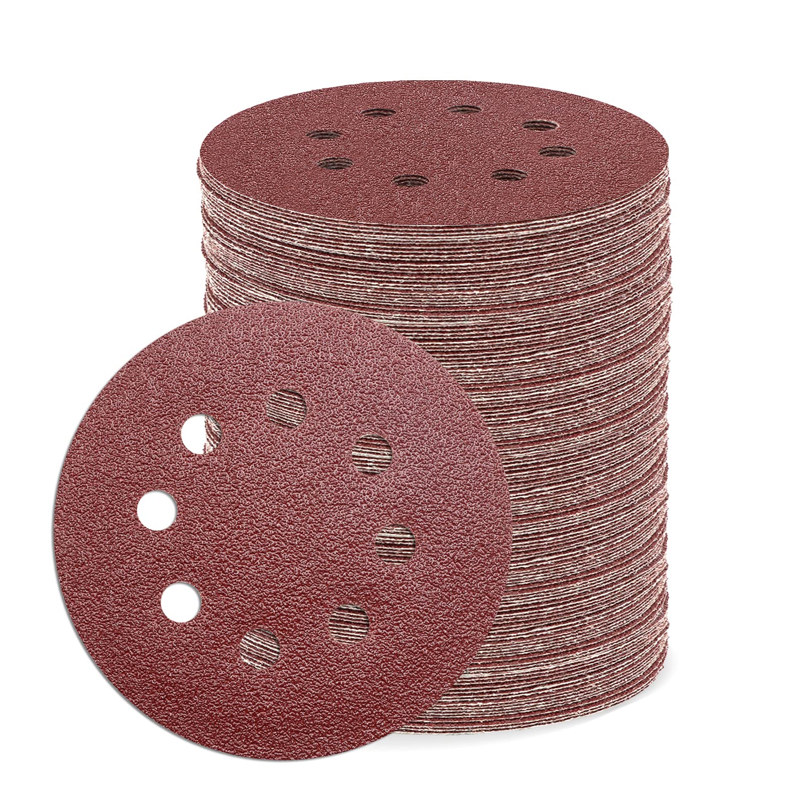 ZEHIQ 110pcs 5 Inch Sanding Disc 40 Grit, 8 Hole Hook and Loop Sandpaper Round Sanding Pads Random Orbital Sander Paper for Automotive and Wood Working