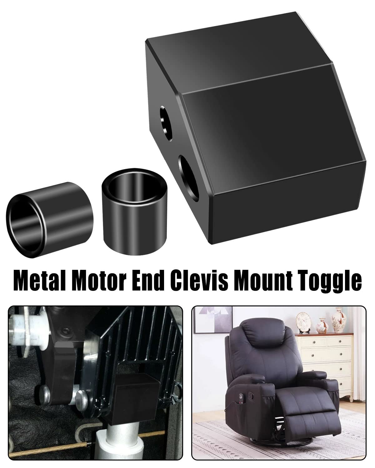 Metal Motor End Clevis Mount Toggle Fit for La-Z-boy Power Recliners Parts, Aluminum Black