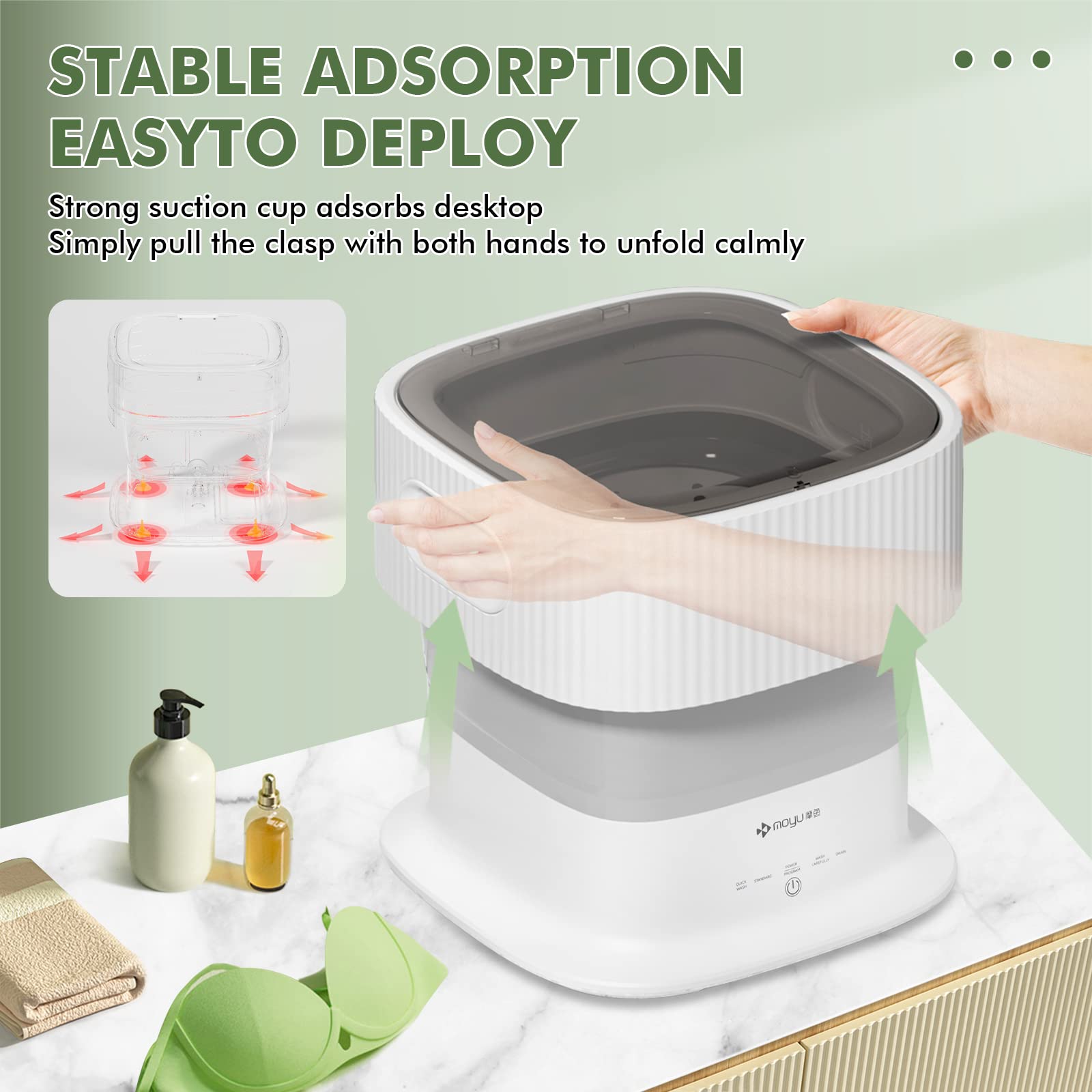 Portable Washing Machine, Updated Small Washer (2 Blue light & Silver Ion Design), Foldable Mini Washer, for Underwear, Socks, Baby Clothes, Towels, Delicate Items (NOT Automatically)