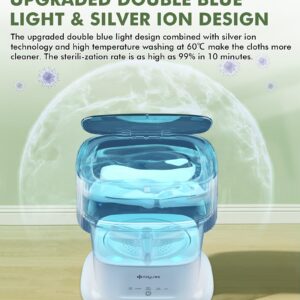 Portable Washing Machine, Updated Small Washer (2 Blue light & Silver Ion Design), Foldable Mini Washer, for Underwear, Socks, Baby Clothes, Towels, Delicate Items (NOT Automatically)