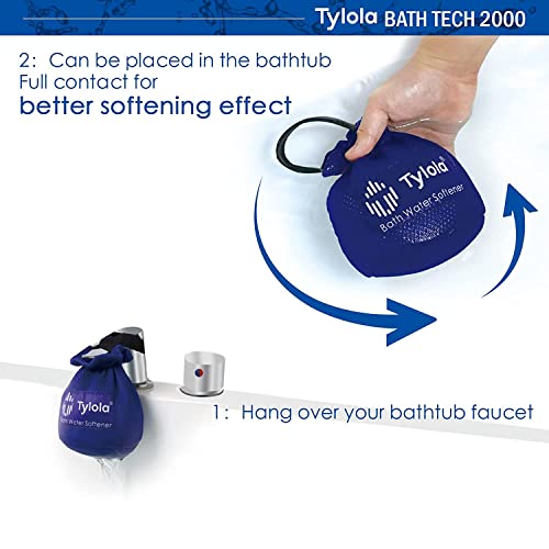 Tylola Showers-Hard Water Filter for Bathtub Faucet Spout.Portable Water Softener Removes Heavy Metals Ions-Iron, Lead,Scale.Relieves Dry, Itchy Skin, Eczema and Itchy Scalp.Tylola Bath Tech 2000