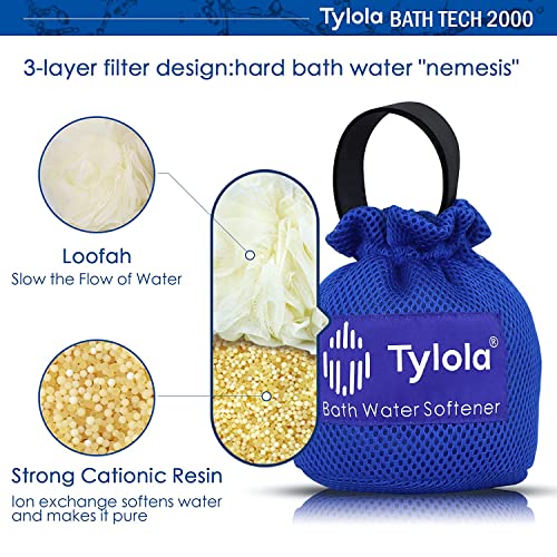 Tylola Showers-Hard Water Filter for Bathtub Faucet Spout.Portable Water Softener Removes Heavy Metals Ions-Iron, Lead,Scale.Relieves Dry, Itchy Skin, Eczema and Itchy Scalp.Tylola Bath Tech 2000