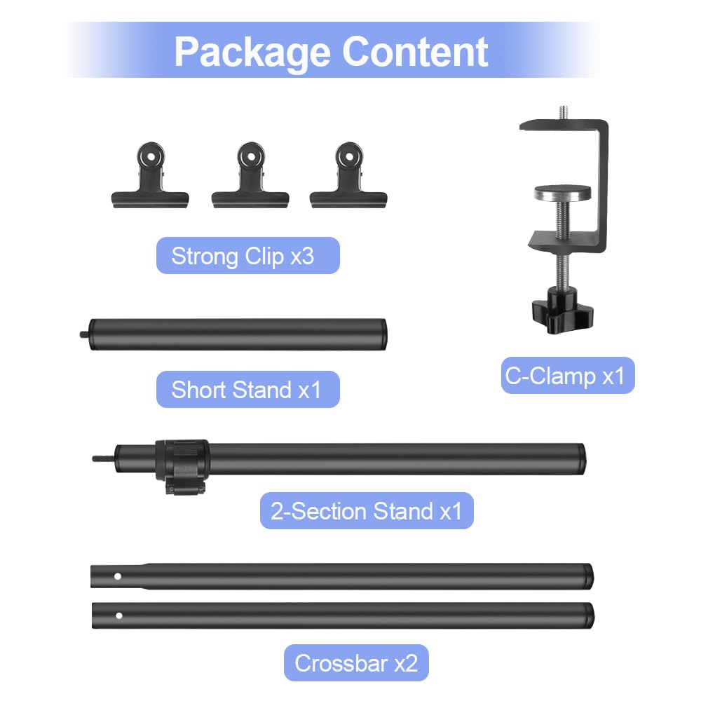 JINSUI Small Backdrop Table Stand 2.6x3 Ft, Adjustable Desktop T Shape Photo Background Holder with 3 Clips for Photography, Mini Tabletop C Clamp Backdrop Kit for Food Product Photoshoot