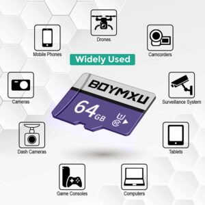 TF Memory Card 64GB,BOYMXU TF Card with Adapter,High Speed Memory Card Class 10 TF Card Memory Card for Phone Camera Computer-Purple