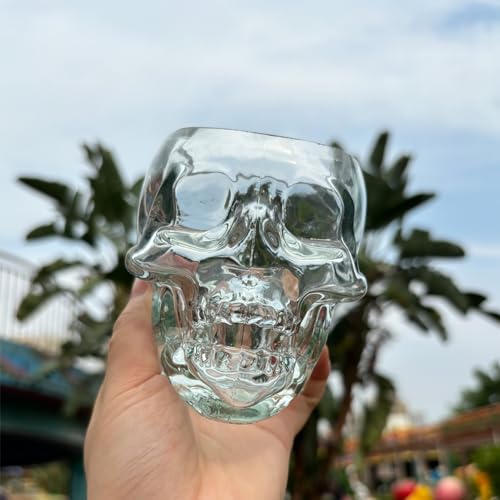 350ML Skull Glass Wine Glass Skull Glass Cup Funny Large Glasses Drinking Glass Vodka Spirits Cup Glass, Halloween Decorations Gifts Halloween Themed Party Holiday Gifts New Crystal Skull Cup (1pcs)