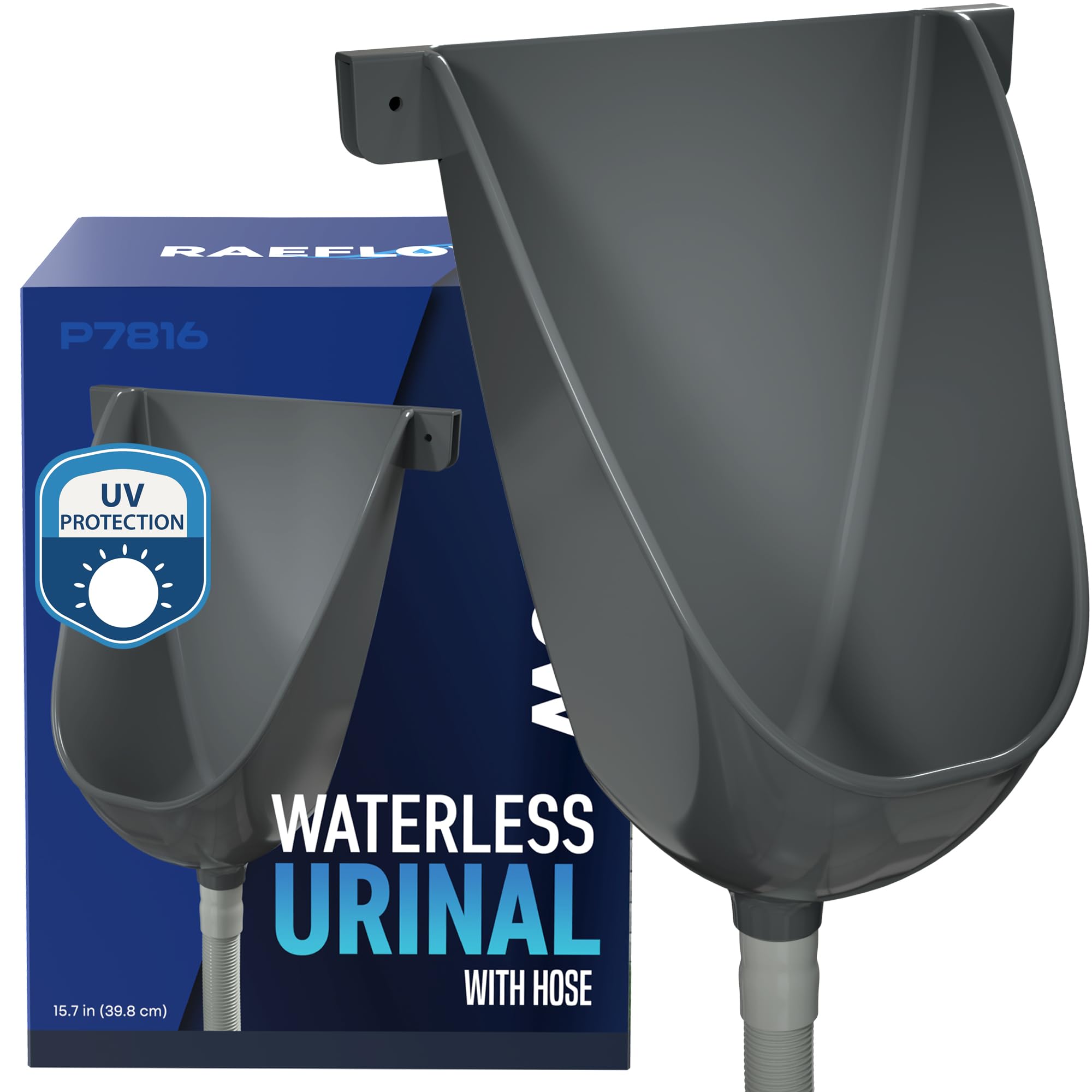 Waterless Urinal with Hose - UV Resistant Outside Urinal, Outdoor Plastic Urinals, Outdoor Toilet, Garage Urinal, Urine Diverter, Urinals For Men Bathroom