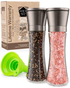 home ec original gun metal bronze salt and pepper grinder set - adjustable gm bronze salt grinder & black pepper grinder - salt and pepper shakers set pepper mill & salt mill