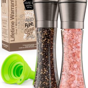 HOME EC Original Gun Metal Bronze Salt and Pepper Grinder Set - Adjustable GM Bronze Salt Grinder & Black Pepper Grinder - Salt and Pepper Shakers set Pepper Mill & Salt Mill