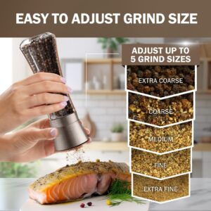 HOME EC Original Gun Metal Bronze Salt and Pepper Grinder Set - Adjustable GM Bronze Salt Grinder & Black Pepper Grinder - Salt and Pepper Shakers set Pepper Mill & Salt Mill