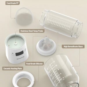 Portable Bottle Warmer for Travel, 10 in 1 Baby Bottle Warmer Set with 5 Adapters & 2 Glass Milk Cup, 100W Fast Heating Cordless Rechargeable Travel Bottle Warmer, Baby Gift Set