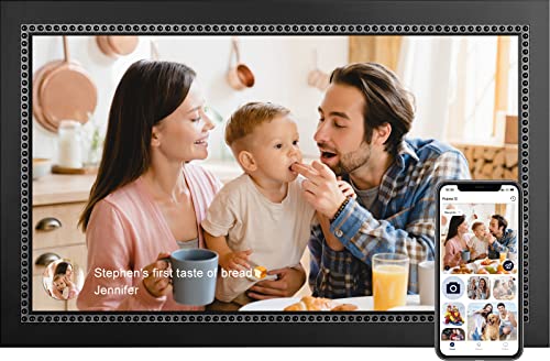 Digital Picture Frame 15.6 Inch Large Digital Photo Frame Full HD Touchscreen Smart Cloud Photo Frame with 32GB Storage, Auto-Rotate, Easy Setup to Share Photos or Videos via AiMOR APP, Wall Mountable