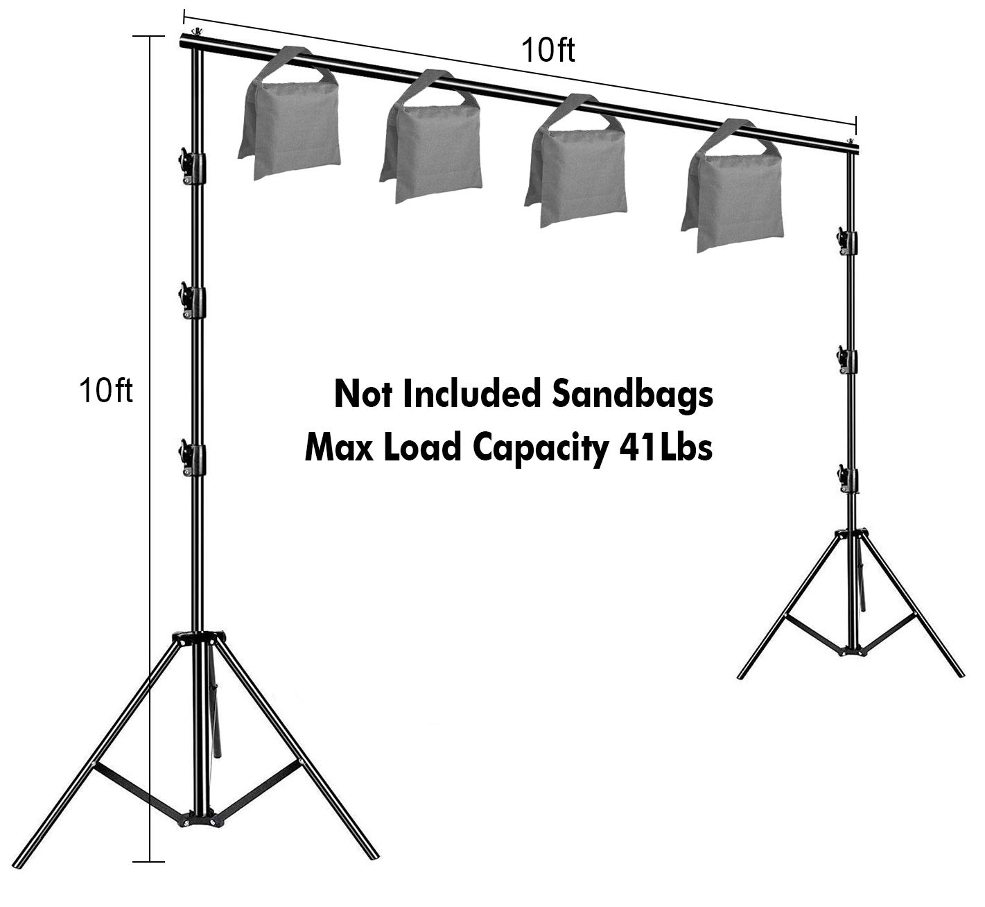 HYJ-INC Photo Background Support System with 10 x 10ft Backdrop Stand Kit,10 x12ft 100% White Cotton Muslin Backdrop,Clamp,Carry Bag for Photography Video Studio