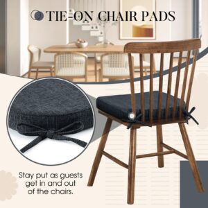 Basic Beyond Memory Foam Dining Chair Cushions, 6 Pack - Navy, 16 x 16 inches, Slip Resistant with Ties, Indoor Use, Modern Style, Resilient