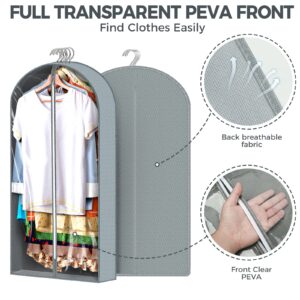 2 pack 40" Clear Garment Bags for Hanging Clothes, Suit Bags for Closet Storage, Clothing Storage, Garment Bags for Travel Covers with 4" Gussets for Coats, Jackets, Shirts, Dresses & Sweater