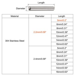 Tool parts 2.2x5mm Dowel Pins - 20pcs Round Head Flat Chamfered End Dowel Pin