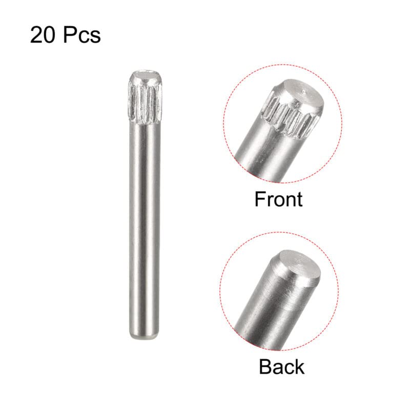 Tool parts 2x18mm 304 Stainless Steel Dowel Pins - 20Pcs Knurled Head Flat End Dowel Pin