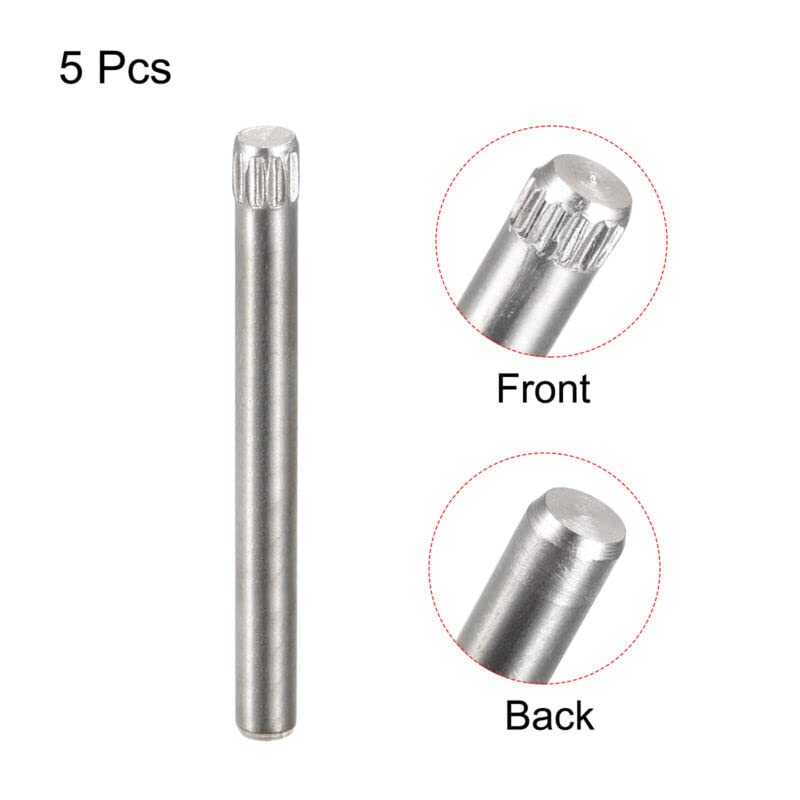 Tool parts 3x35mm 304 Stainless Steel Dowel Pins - 5Pcs Knurled Head Flat End Dowel Pin