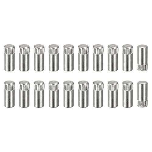 Tool parts 6x14mm 304 Stainless Steel Dowel Pins - 20Pcs Knurled Head Flat End Dowel Pin