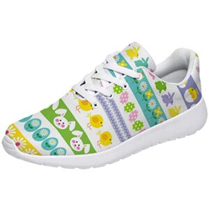 vogiant Girls Women's Tennis Shoes Lightweight Running Sneakers White Easter Pattern Gym Golf Shoes Gifts for Ladies,US Size 7 Women/5 Men