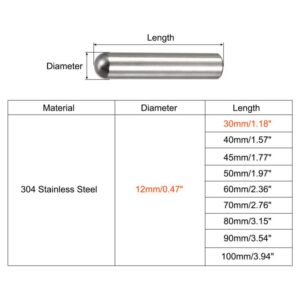 Tool parts 12x30mm Dowel Pins - 2pcs Round Head Flat Chamfered End Dowel Pin