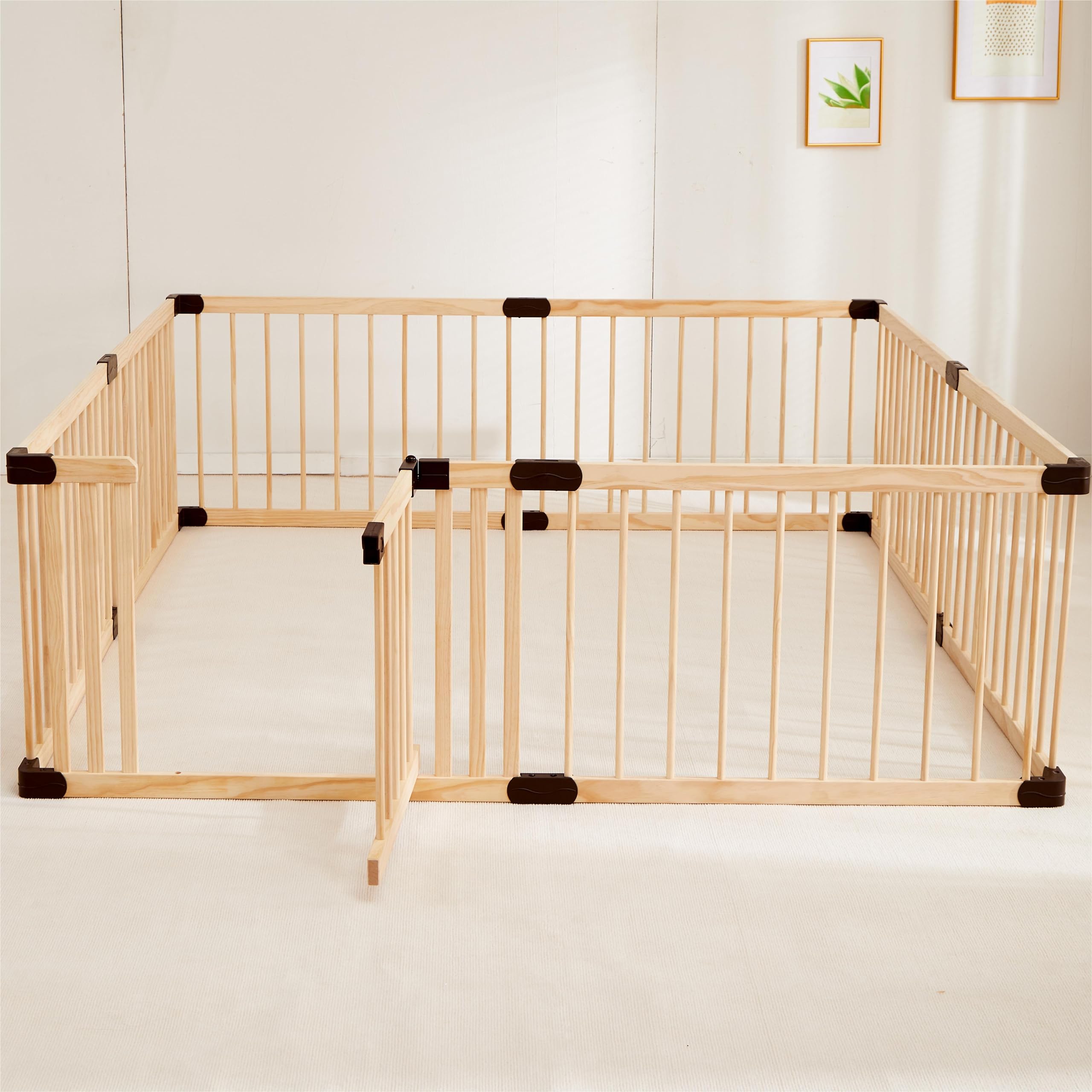 Wooden Baby Playpen,Playpen Play Pens for Babies and Toddlers,Toddler Playpen,Baby Play Fence Yards,Large Baby Playpen Wood (180×240×61 CM)