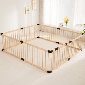 Wooden Baby Playpen,Playpen Play Pens for Babies and Toddlers,Toddler Playpen,Baby Play Fence Yards,Large Baby Playpen Wood (180×240×61 CM)