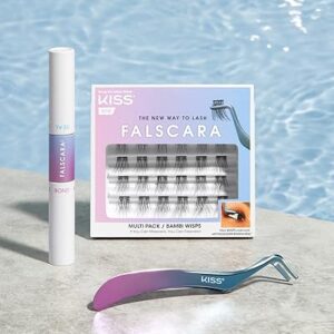 KISS Falscara Multipack False Eyelashes, Lash Clusters, Bambi Wisps', 10mm-12mm-14mm, Includes 24 Assorted Lengths Wisps, Contact Lens Friendly, Easy to Apply, Reusable Strip Lashes