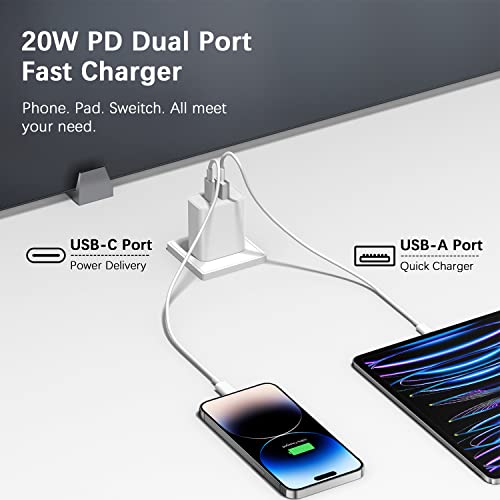 USB C Wall Charger Block, 2-Pack Dual Port PD Power Adapter Fast Charging Block Compatible with iPhone 15/15 Pro/15 Pro Max/15 Plus/14/13/12/11, XS/X, iPad, Google Pixel, Samsung Galaxy and More