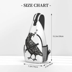 Black Crow Raven Bird Sling Backpack Chest Bag Fashion Crossbody Shoulder Bags Casual Daypack For Men Women