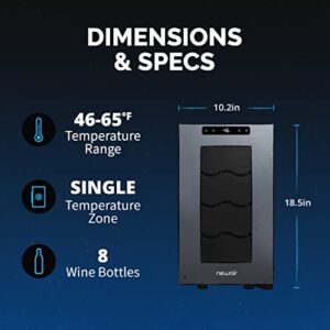 NewAir Shadow-T Series Wine Cooler Refrigerator | 8 Bottle | Countertop Mirrored Compact Wine Cellar with Triple-Layer Tempered Glass Door | Vibration-Free & Ultra-Quiet Thermoelectric Cooling