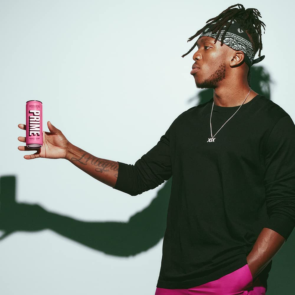 Prime Energy Drink by Logan Paul & KSI Naturally Flavored, 200mg Caffeine, Zero Sugar, 300mg Electrolytes, Vegan, 12 Fl Oz per Can (Strawberry Watermelon, 24 Pack)