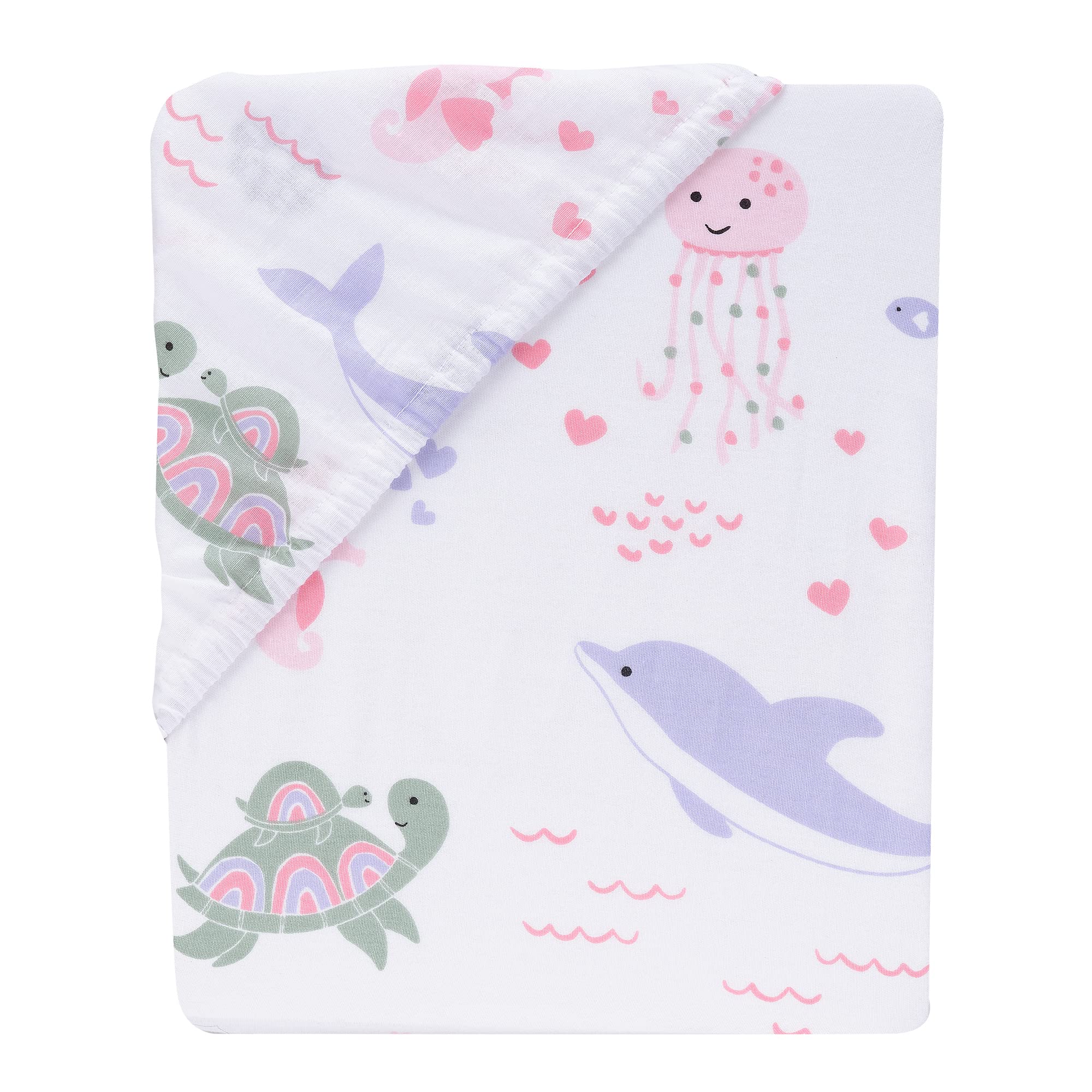 Lambs & Ivy Sea Dreams Soft White 100% Cotton Nautical Ocean Fitted Crib Sheet