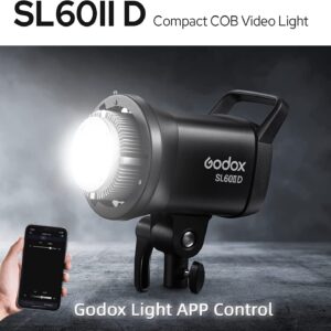 Godox SL60IID 70W LED Video Light, 18600Lux@1M 5600K COB LED Continuous Light, Bluetooth App&2.4G Wireless Remote Control 8 Built-in Fx Effects, TLCI/CRI 97+/96+Bowens Mount Studio Light