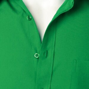 ZEROYAA Men's Regular Fit Dress Shirt Solid Wrinkle-Free Long Sleeve Casual Business Button Up Shirts with Pocket ZSSCL05-Shamrock Green Medium