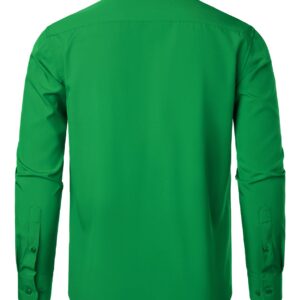 ZEROYAA Men's Regular Fit Dress Shirt Solid Wrinkle-Free Long Sleeve Casual Business Button Up Shirts with Pocket ZSSCL05-Shamrock Green Medium