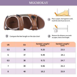 MGGMOKAY Women's Hiking Sandals Open Toe Outdoor Sports Sandals Casual Beach Sandals,Brown,8