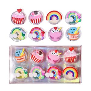 mebtmel 8pcs cute lip gloss for girls, party favors lip balm set for kids, assorted fruity flavors cute cupcake of rainbow designs birthday gift