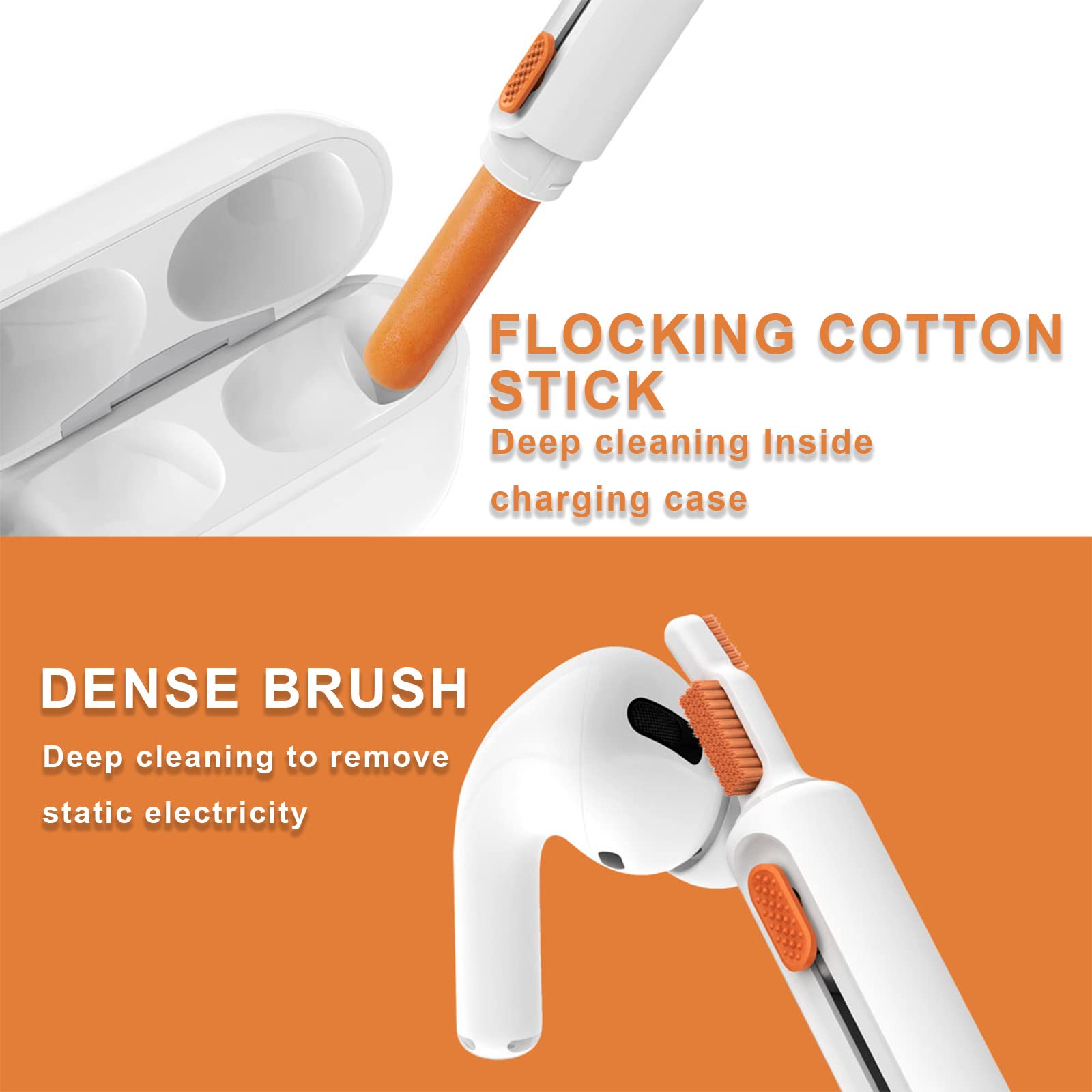 Electronics Cleaning Kit with Phone Stand. Keyboard Brush, Headphone Cleaning Tool, Screen Cleaner, Cell Phone Holder for Desk. Clean to Computer, MacBook, Laptop, iPhone, Airpods pro, Ipad. (Orange)