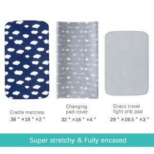 Changing Pad Cover, Diaper Changing Pad Covers 4 Pack, Fitted Baby Changing Table Sheets for 32''×16'' Change Table Pad, Cradle & Bassinet Sheets for Boys & Girls, Soft & Breathable