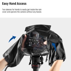 NEEWER Camera Rain Cover, Large Size Durable Nylon Raincoat Compatible with Canon Sony Nikon DSLR Mirrorless Vlog Camera & Lenses 300/400/500/600/800mm, with Sleeves/Drawstrings/Viewing Window, PB004