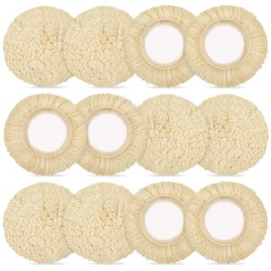 12 pcs 3 inch polishing pad buffing pads kit wool polishing pad hook loop buffing pads for drill curved edge compound cutting pad wheel polish pad car body repair buffing drill polisher attachment