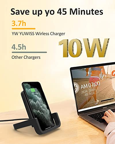 Wireless Charger, BUBEYYIE Fast 10W Charging Stand Compatible with iPhone 14 13 12 11 Pro XR XS X 8 Plus Samsung Galaxy S22 S22 S20 S10 Note 20 10 Google LG and Other Cell Phones (Black)