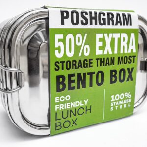 POSHGRAM Eco-Friendly STAINLESS STEEL BENTO BOX for adults and kids, 3-Tier Lunch Box For adults and kids, Size 6.4 * 4.4 * 3.3 (Inches)